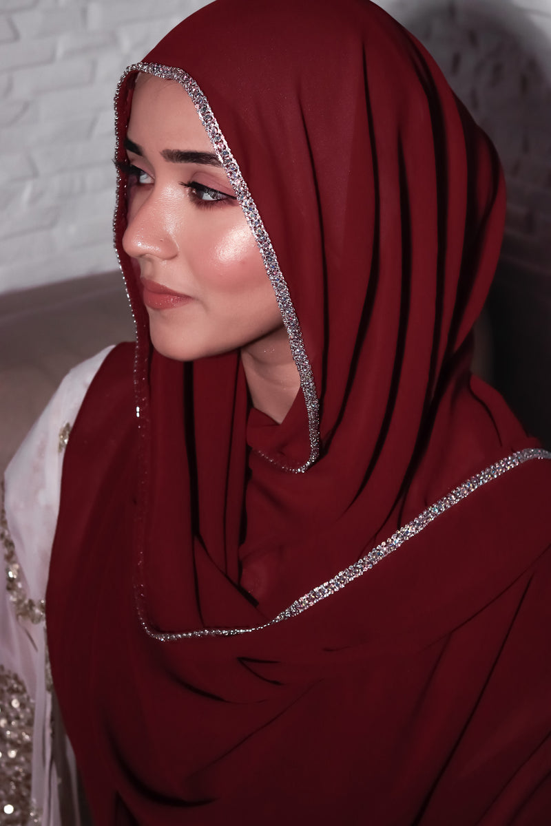 Crystal Hijab - Maroon – anahco